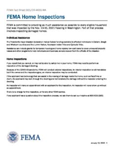 DR-4635-WA FS 001 FEMA Home Inspections (1) | City of Sumas | Washington