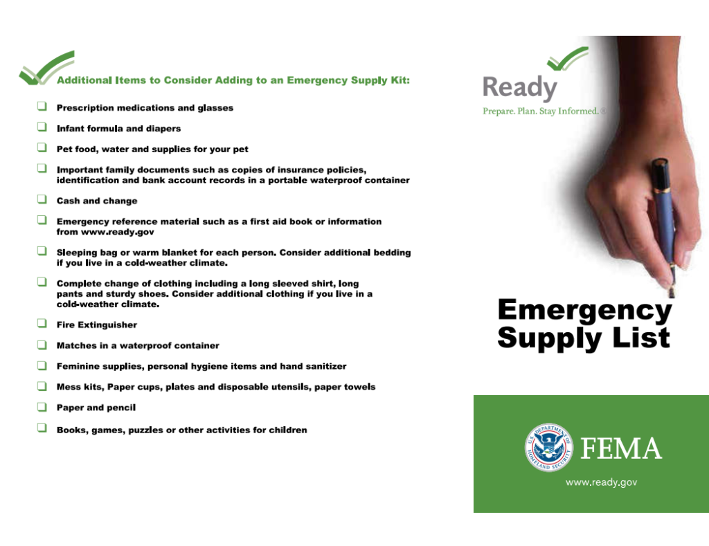 Emergency Supply Kit Page 2 | City of Sumas | Washington